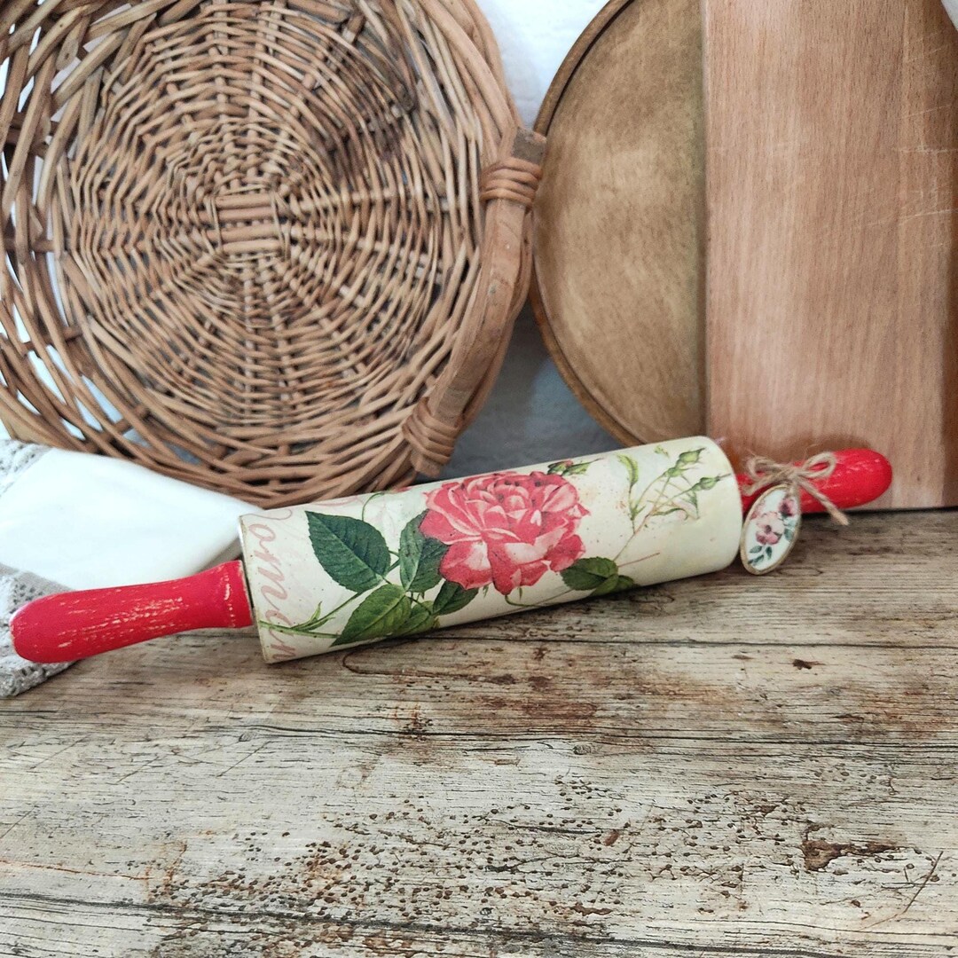 Decorative Rolling Pin, Vintage Farmhouse Style Kitchen Tools. Rustic ...