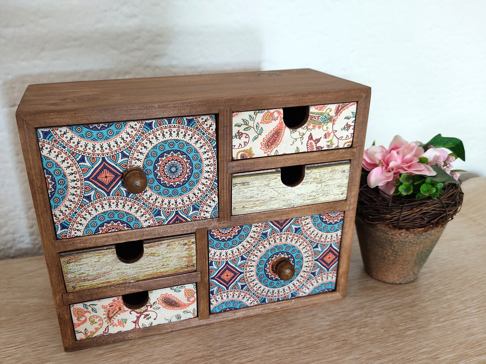 Hand-painted Wooden Mini Chest: Multicolor Design, Jewelry Organizer - Etsy