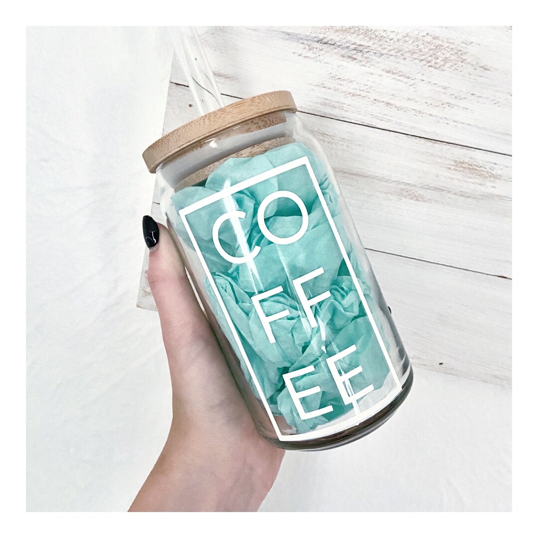 16oz Glass Cup Coffee / CUP ONLY / Glass Can / Glass Can Tumbler / Iced ...