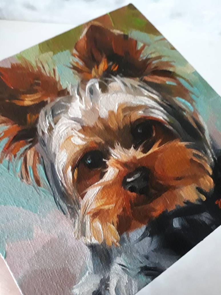 Yorkshire Terrier Art Portrait From Photo Yorkie Art Gifts Portrait Oil ...