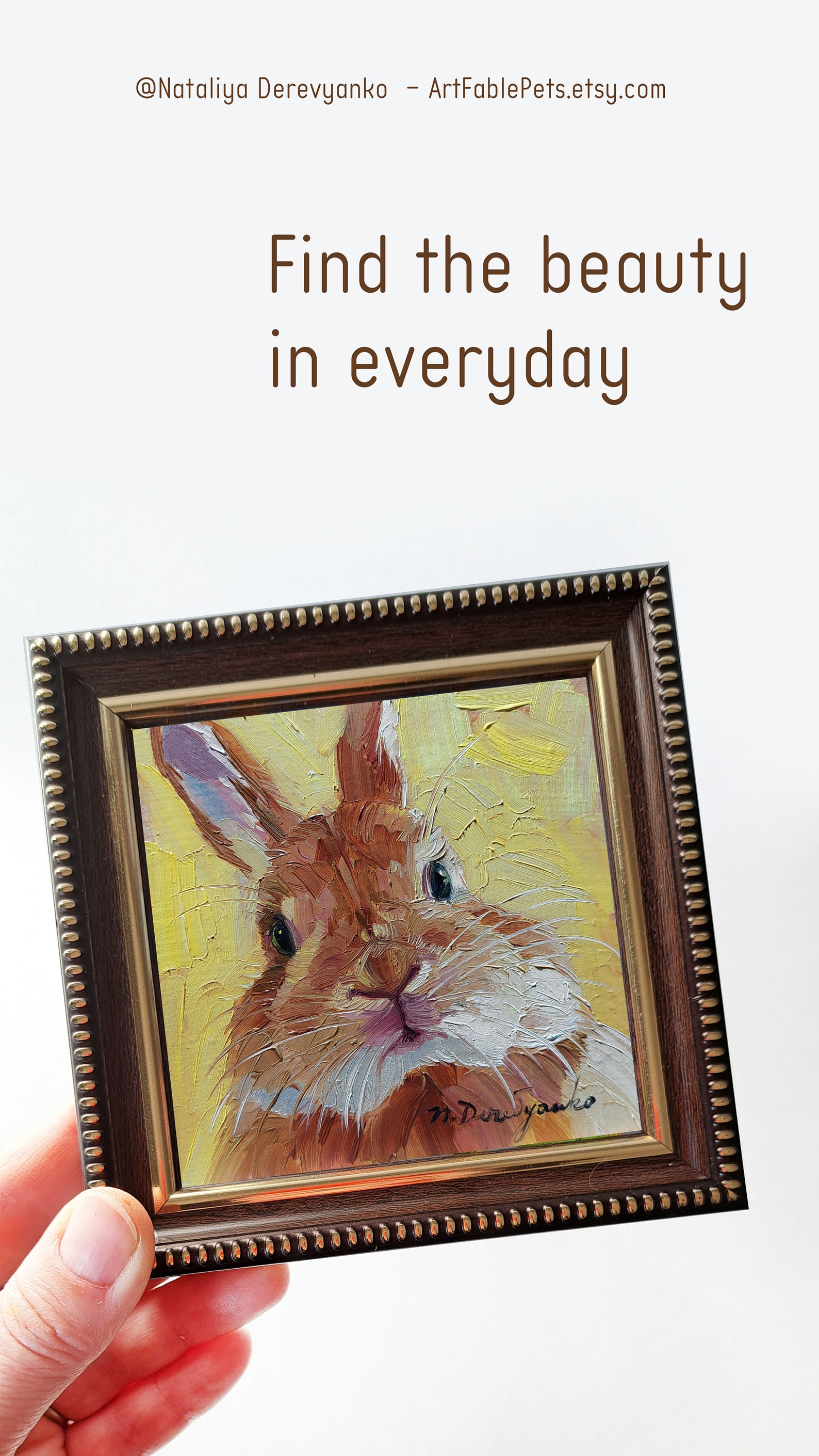 Cute Rabbit Painting Original Oil Framed 4x4 Small Framed Art - Etsy