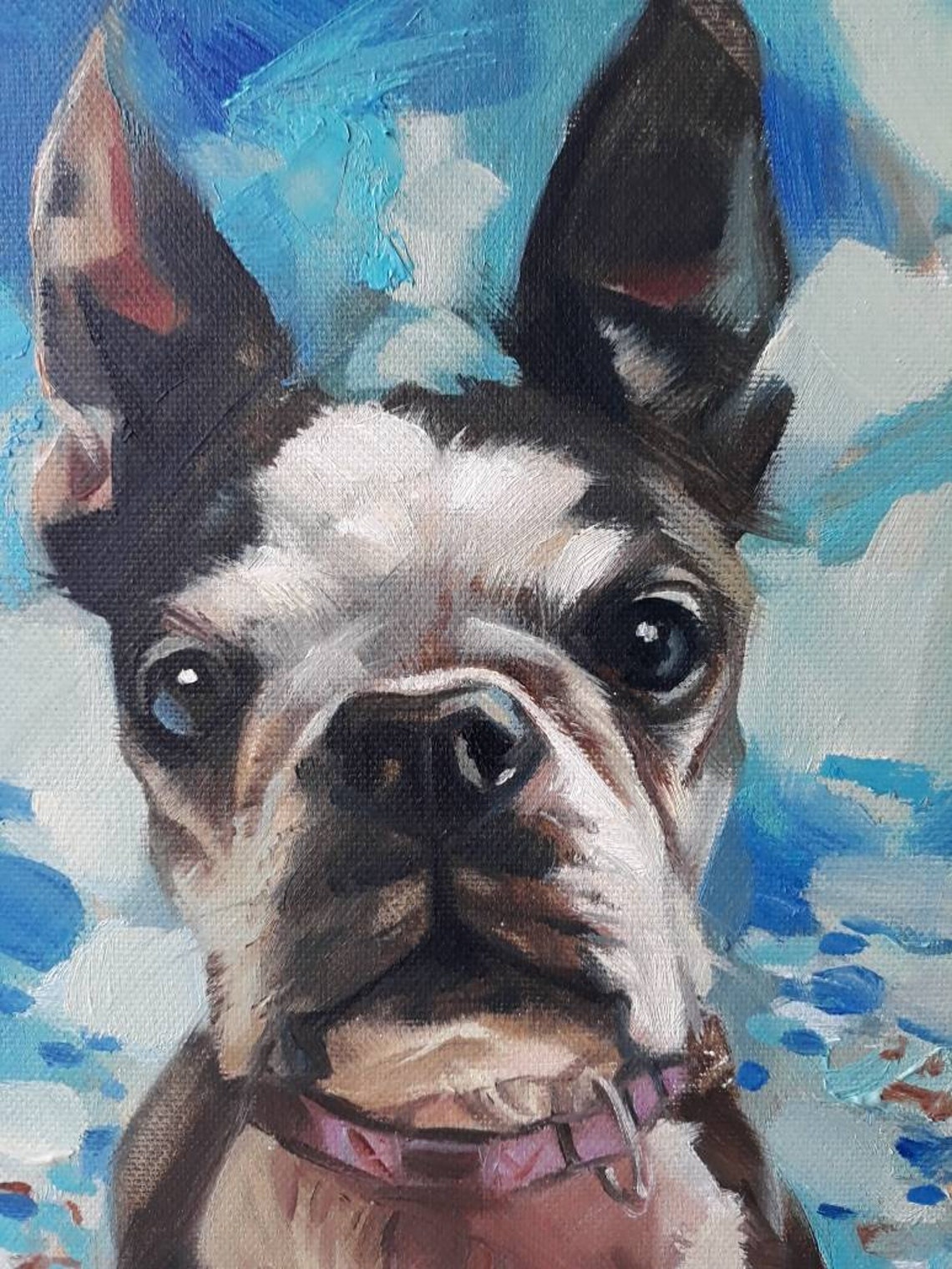 Custom Pet Portrait, Custom Dog Portrait Original Painting on Canvas ...