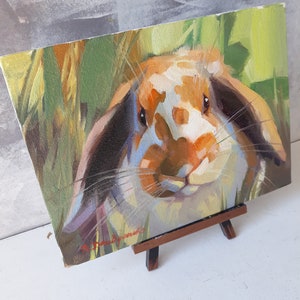 Orange Bunny Rabbit Oil Painting in Frame, Miniatures 4x6, Rabbit ...