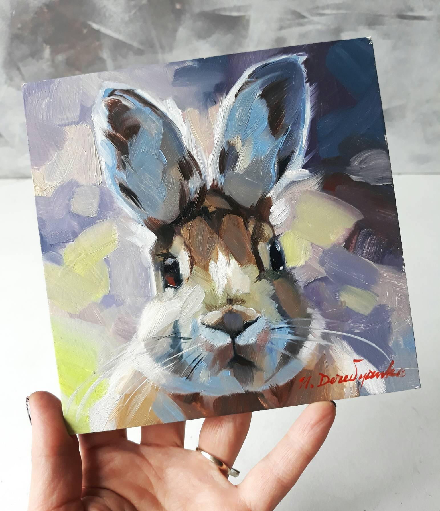 Funny Rabbit Oil Painting Original Art on Canvas 6x6, Custom Pet ...