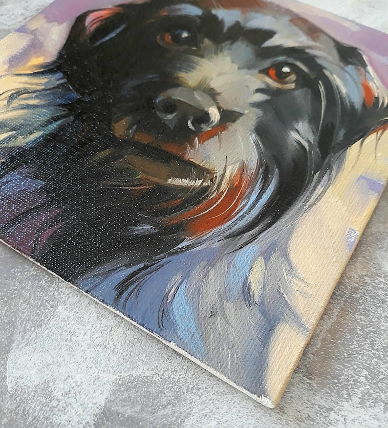 Custom Pet Portrait Black Dog Painting Original Art - Etsy