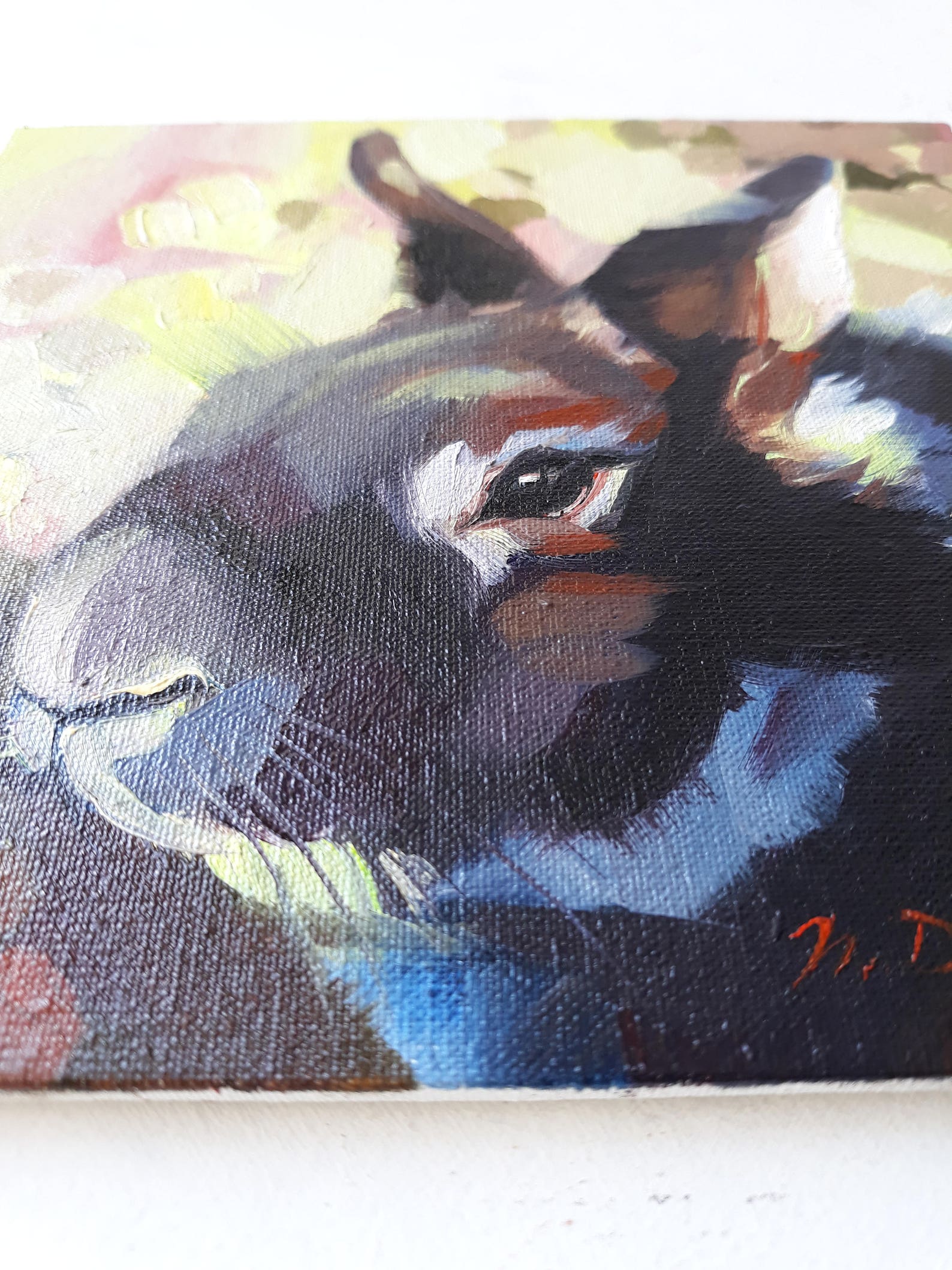 Black Bunny Painting on Canvas Decorative Rabbit Portrait - Etsy