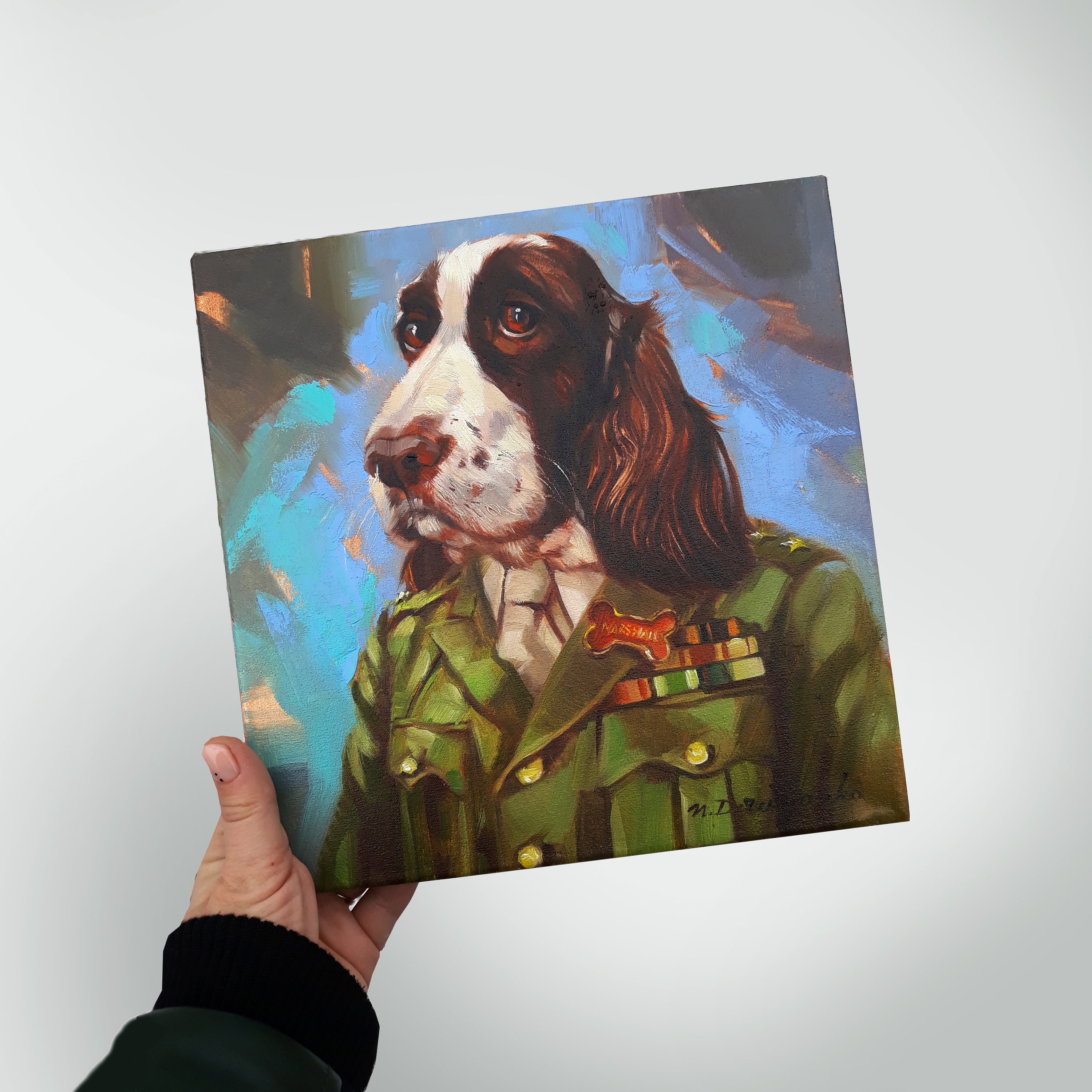 Original military dog painting on canvas Marshall custom per | Etsy