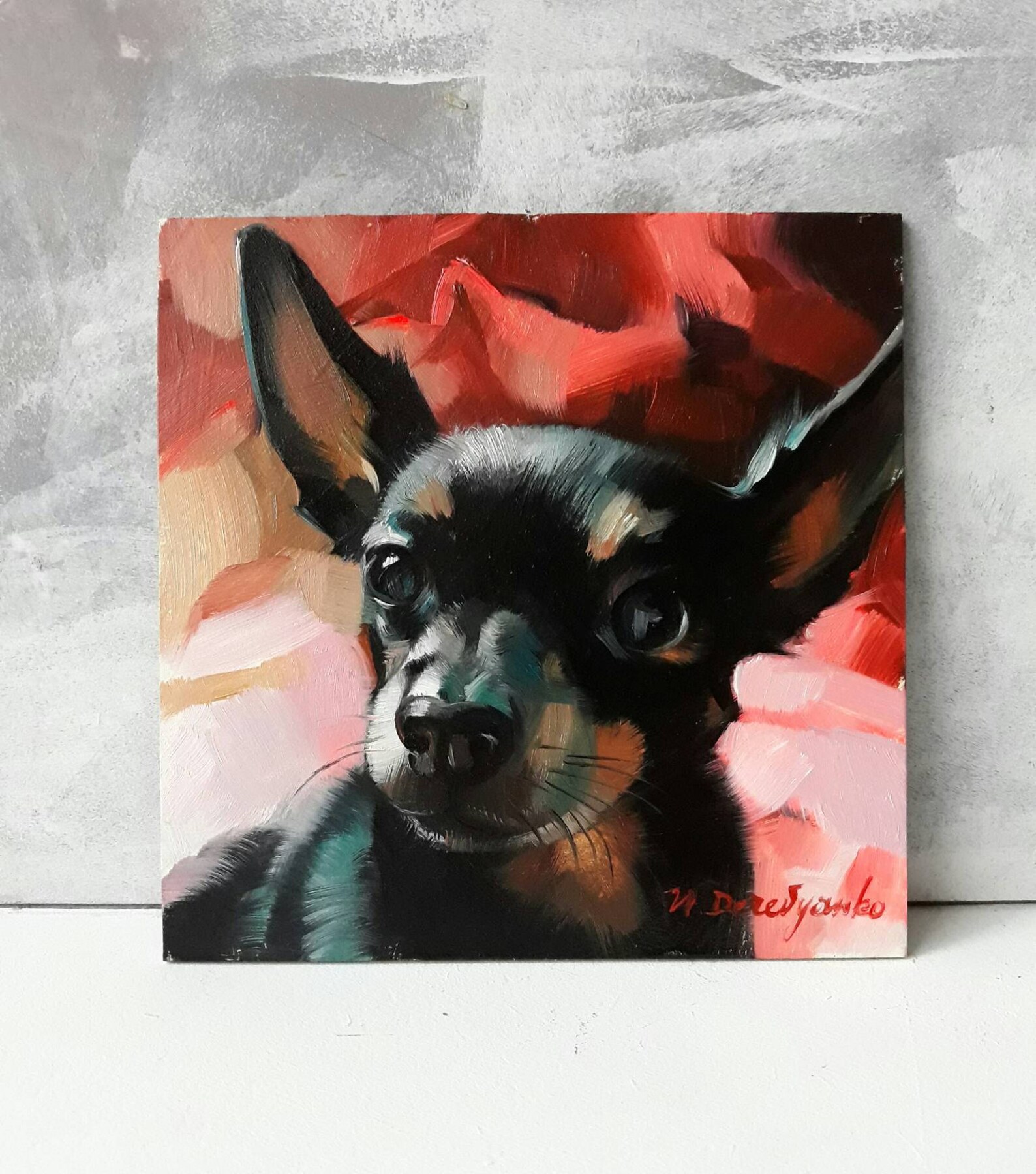 Custom Pet Portrait Black Dog Painting Original Art - Etsy