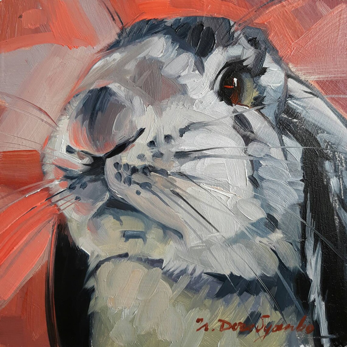 Bunny Art Painting Rabbit Canvas Art Rabbit Oil Original - Etsy