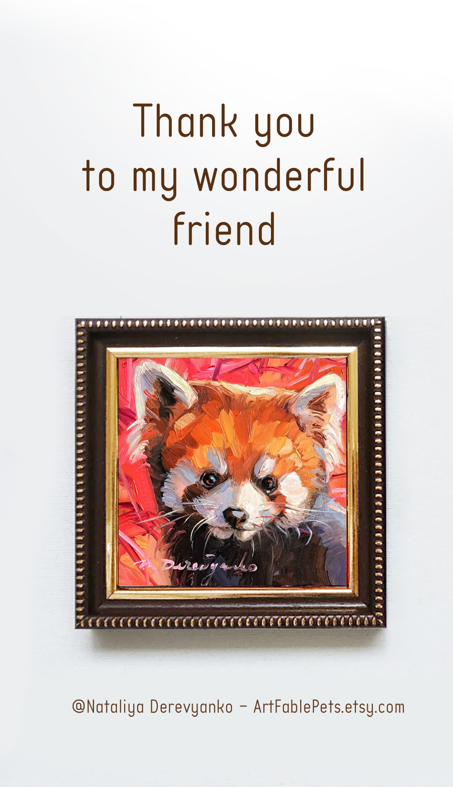 Red Panda Painting Oil Original 4x4 Inch Frame Small Oil - Etsy