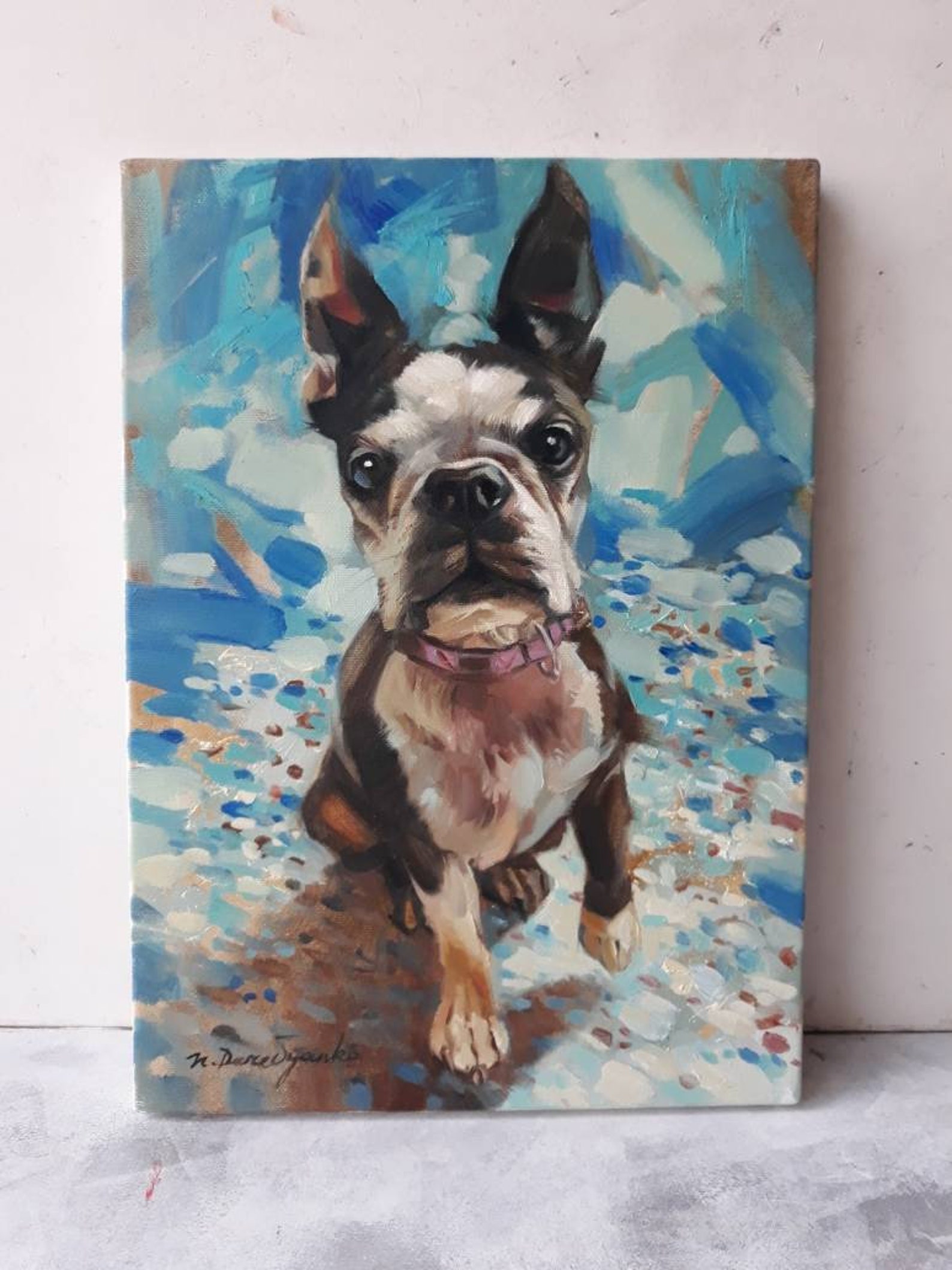 Custom Pet Portrait, Custom Dog Portrait Original Painting on Canvas ...
