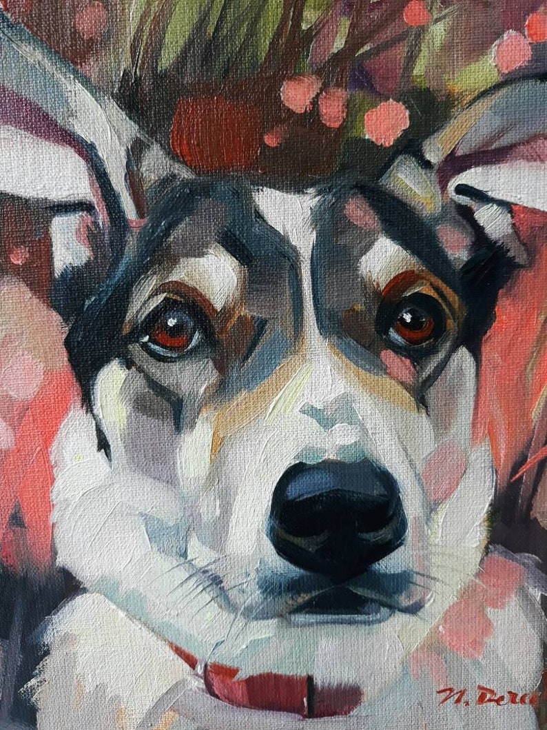 Retrato de mascota personalizado negro blanco perro pintura - Etsy España