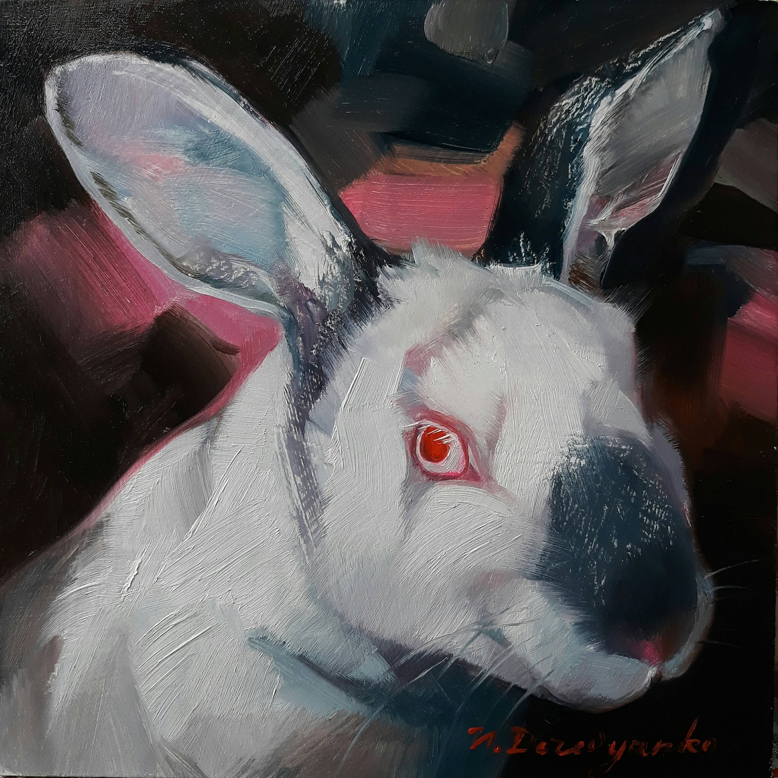 Bunny Art Painting Rabbit Canvas Art Rabbit Oil Original - Etsy