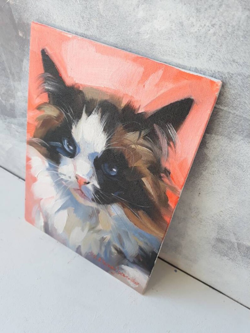 Cat painting oil original on canvas Custom pet cat portrait | Etsy