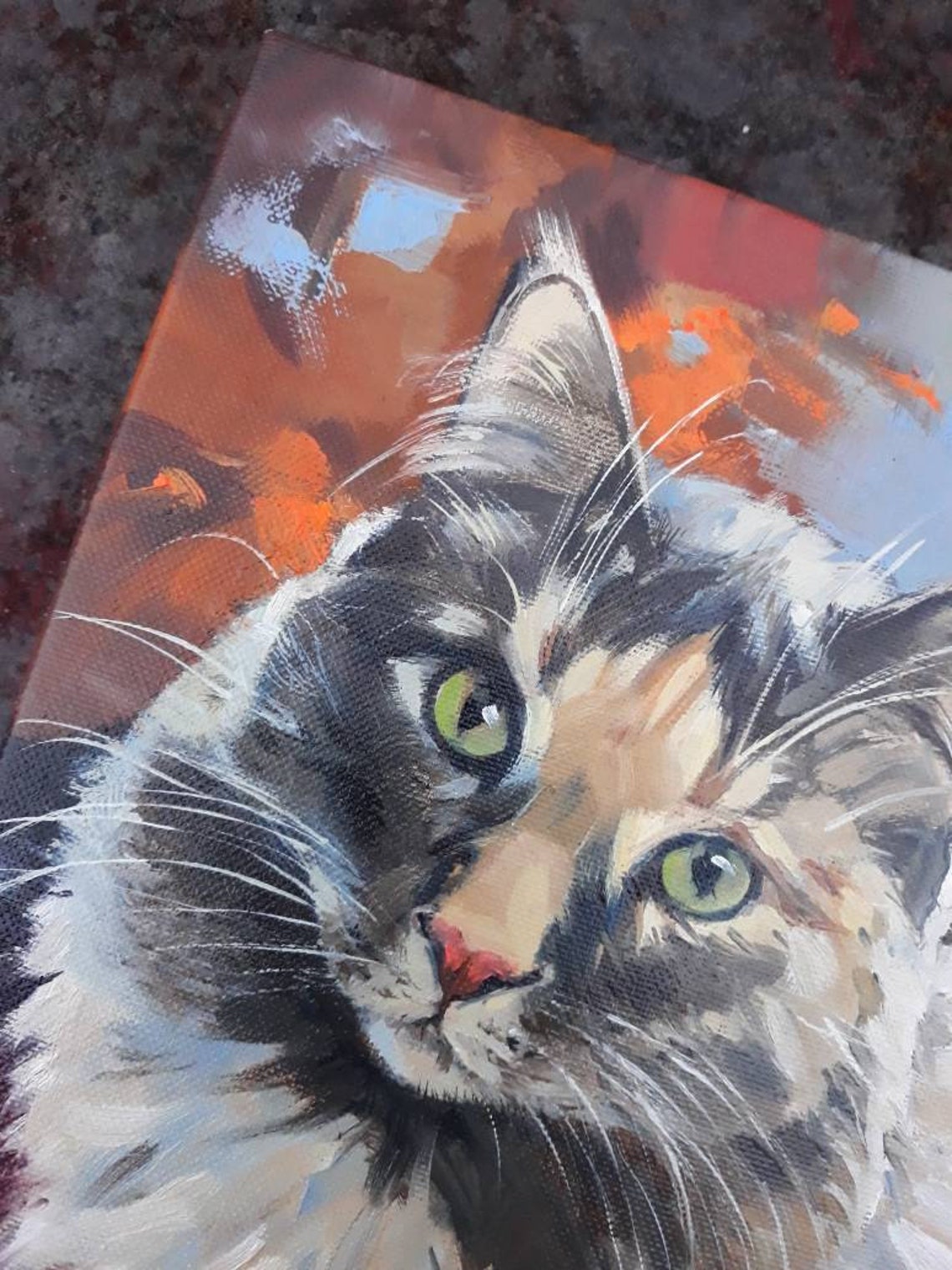 Custom pet portrait Custom cat portrait painting original on | Etsy