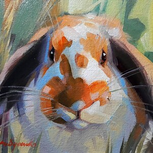 Orange Bunny Rabbit Oil Painting in Frame, Miniatures 4x6, Rabbit ...