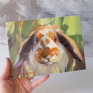 Orange Bunny Rabbit Oil Painting in Frame, Miniatures 4x6, Rabbit ...