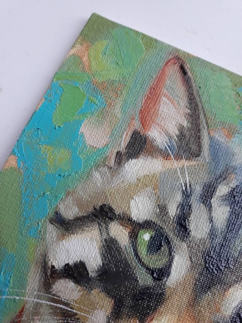 Custom pet portrait Custom cat portrait from photo painting | Etsy