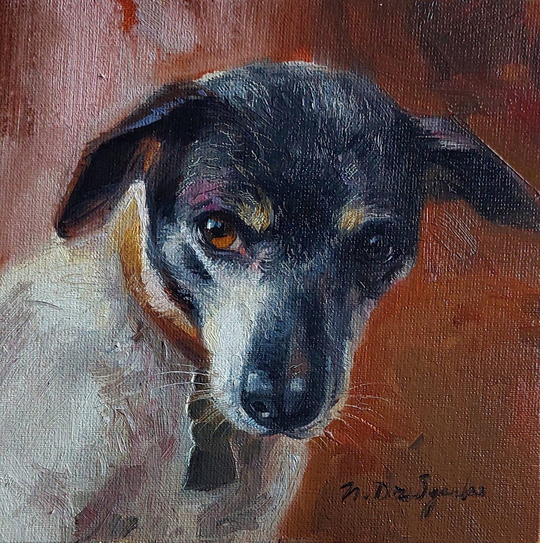Custom Pet Portrait Black Dog Painting Original Art Personalized Gift ...