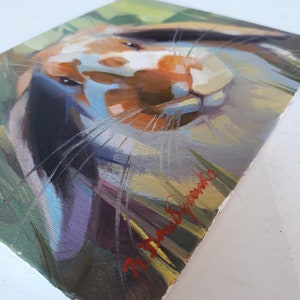 Orange Bunny Rabbit Oil Painting in Frame, Miniatures 4x6, Rabbit ...