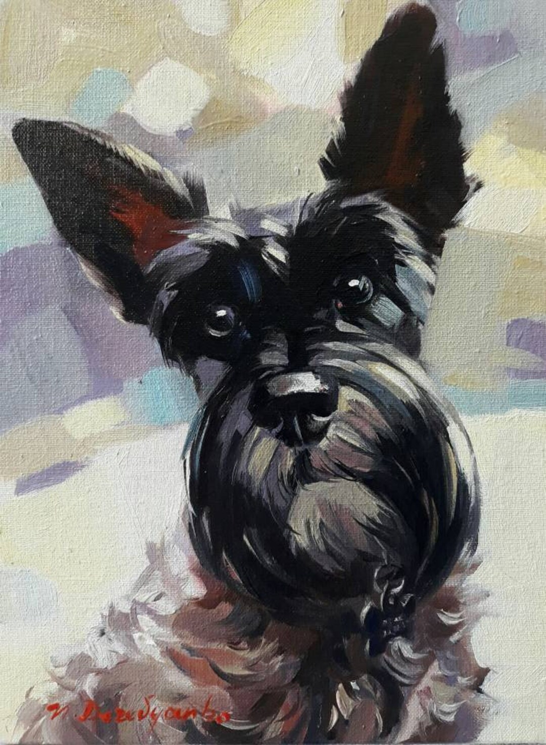 Custom Pet Portrait Black Dog Painting Original Art Personalized Gift ...