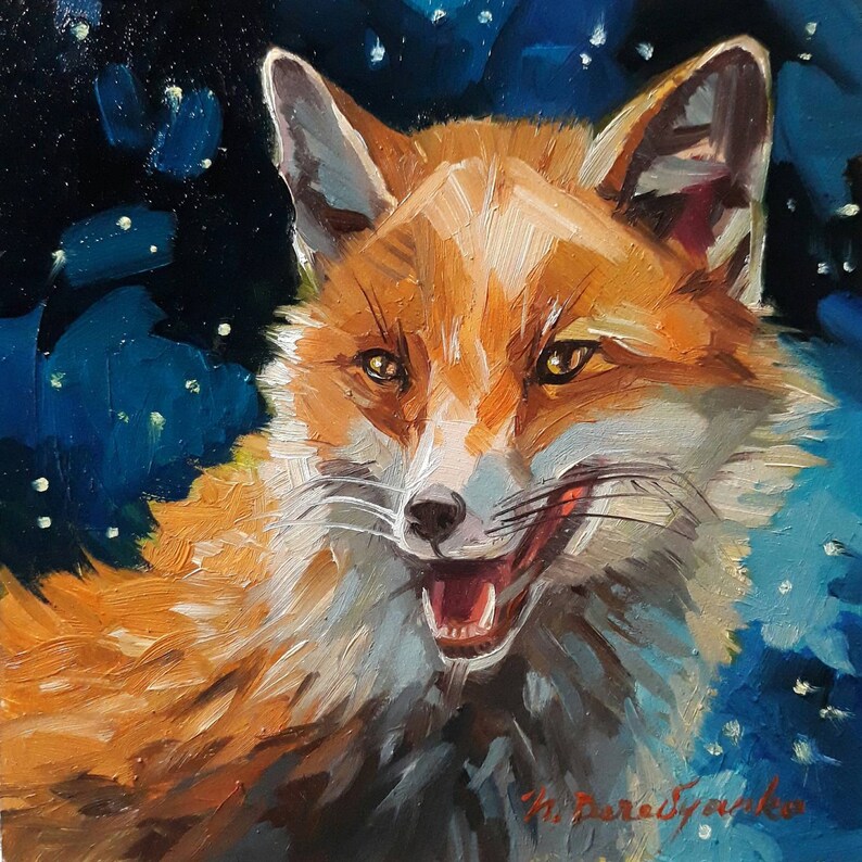 Celestial Fox Art Painting in Frame Original Wild Animal Art Framed ...