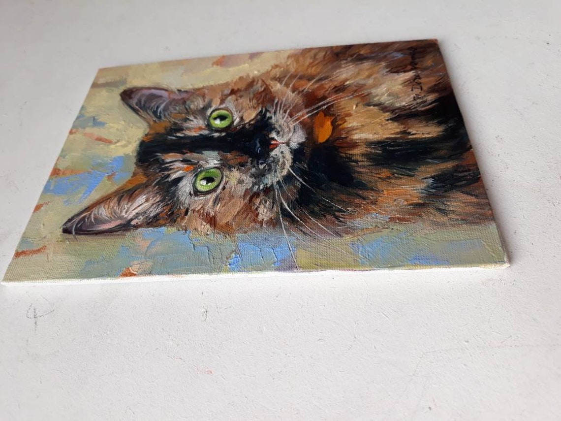 Brown Marble Cat Portrait to Order From Photo Custom Pet - Etsy