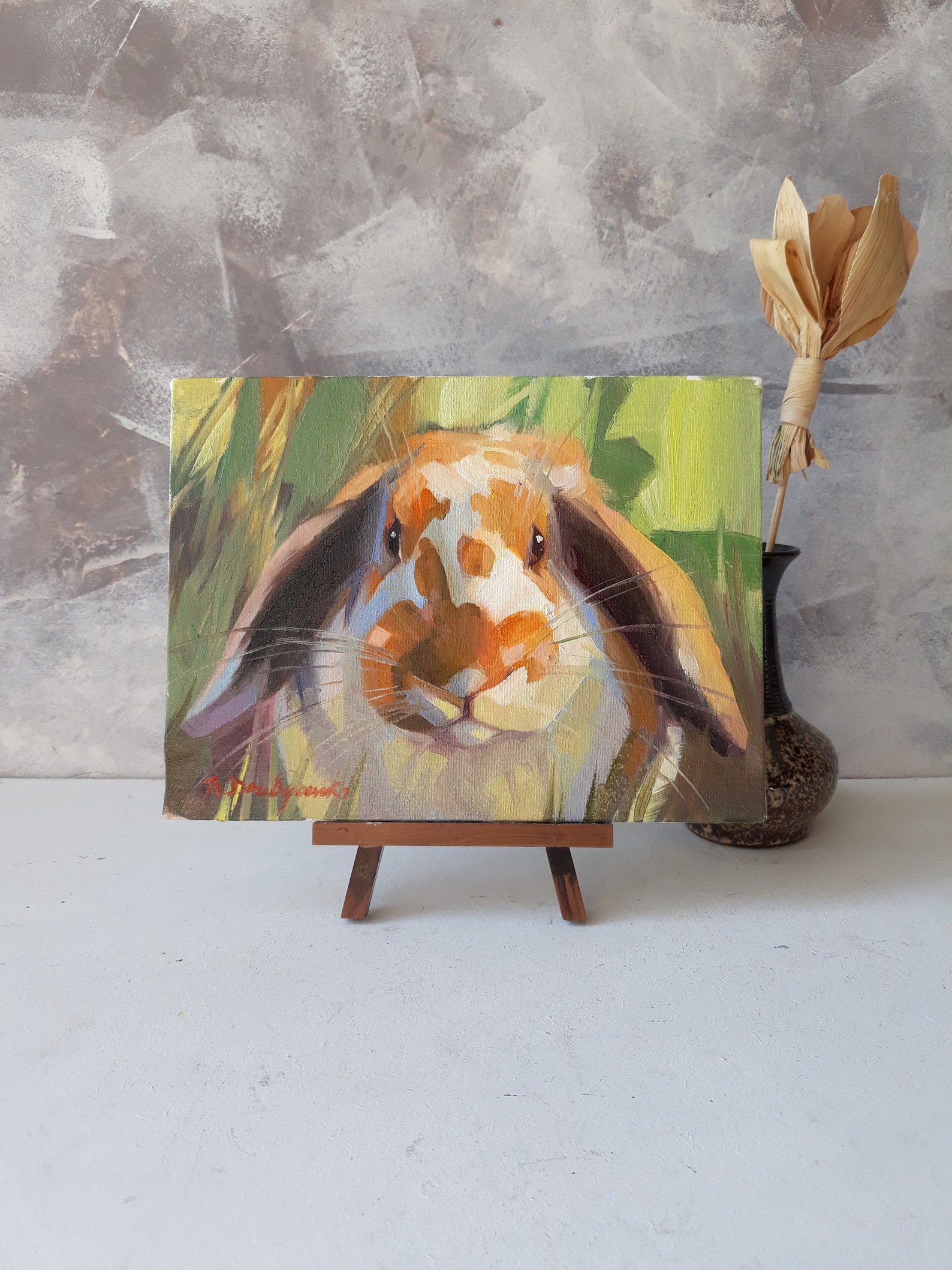 Orange Bunny Rabbit Oil Painting in Frame Miniatures 4x6 - Etsy