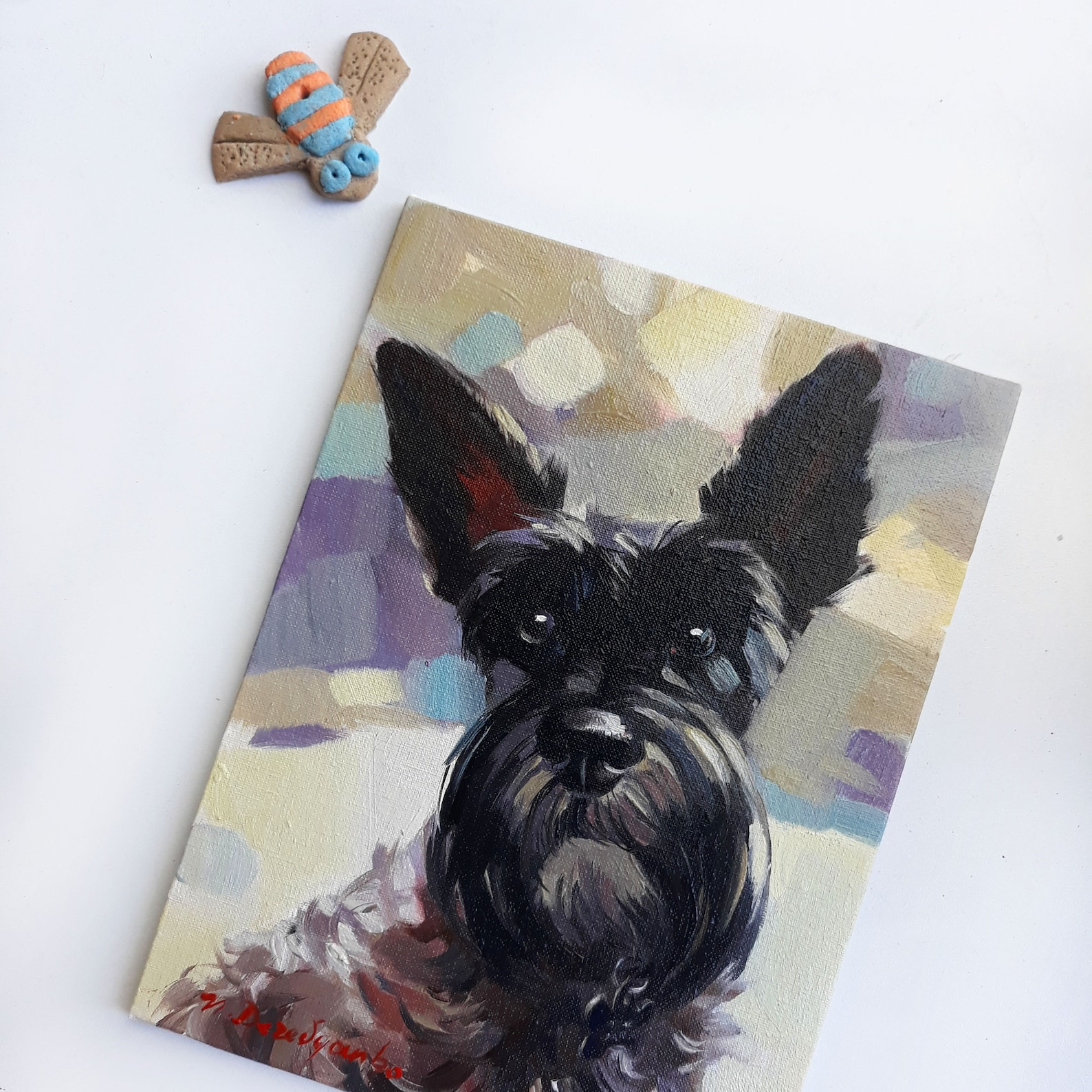 Custom Pet Portrait Black Dog Painting Original Art - Etsy