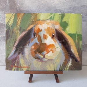 Orange Bunny Rabbit Oil Painting in Frame, Miniatures 4x6, Rabbit ...