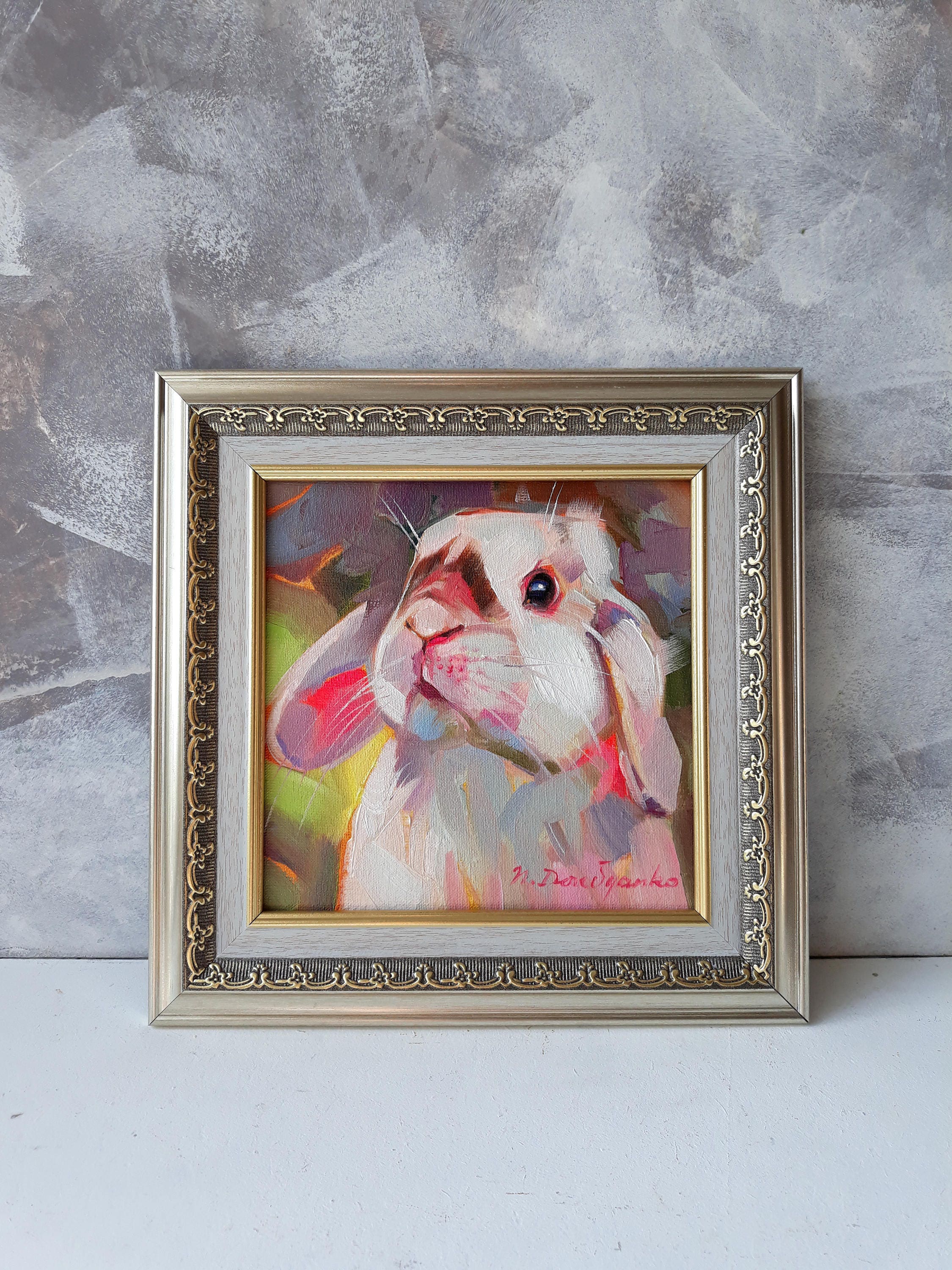 Bunny Art Painting Rabbit Canvas Art Rabbit Oil Original - Etsy