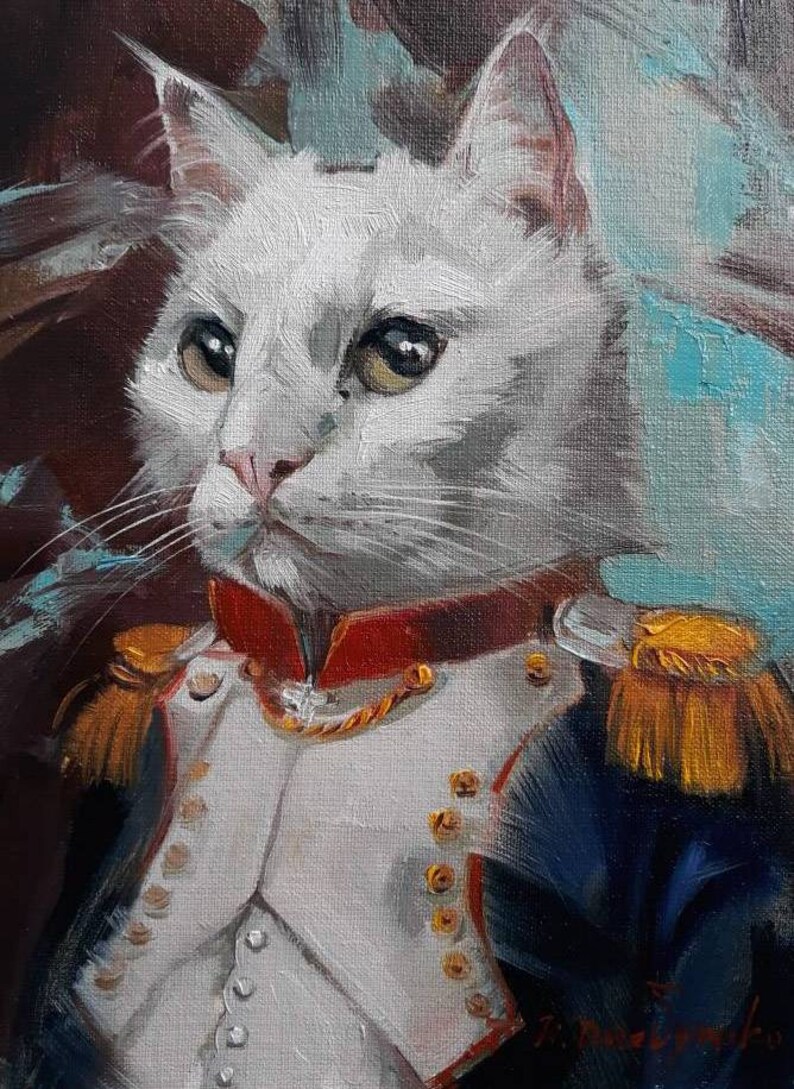 Military cat art original painting on canvas French style | Etsy