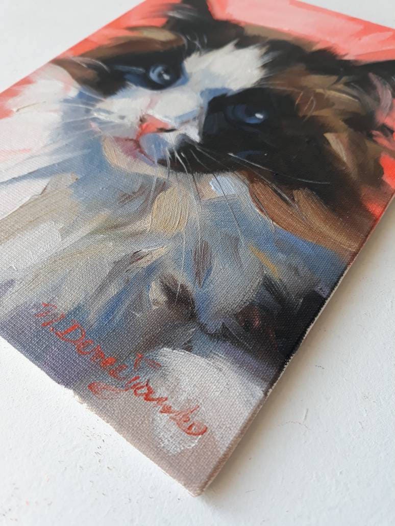 Cat Painting Oil Original on Canvas Custom Pet Cat Portrait Canvas ...
