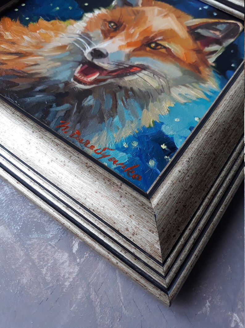 Celestial Fox art painting in frame original wild animal art | Etsy