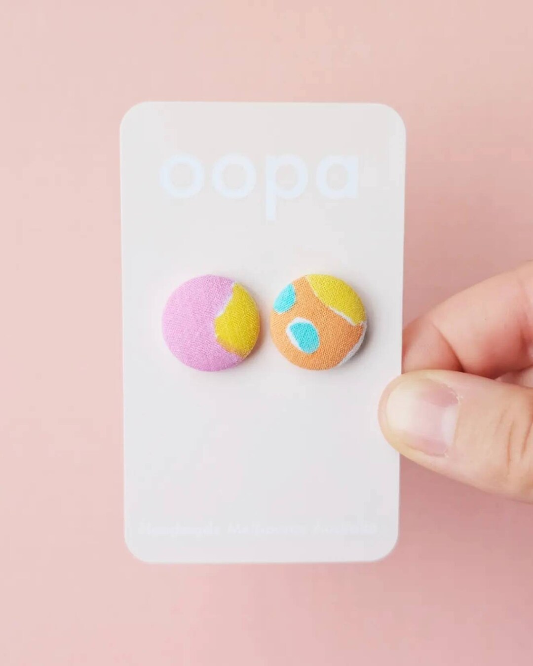 Ken Done Vintage Fabric Retro Button Stud Earrings | Handmade in ...