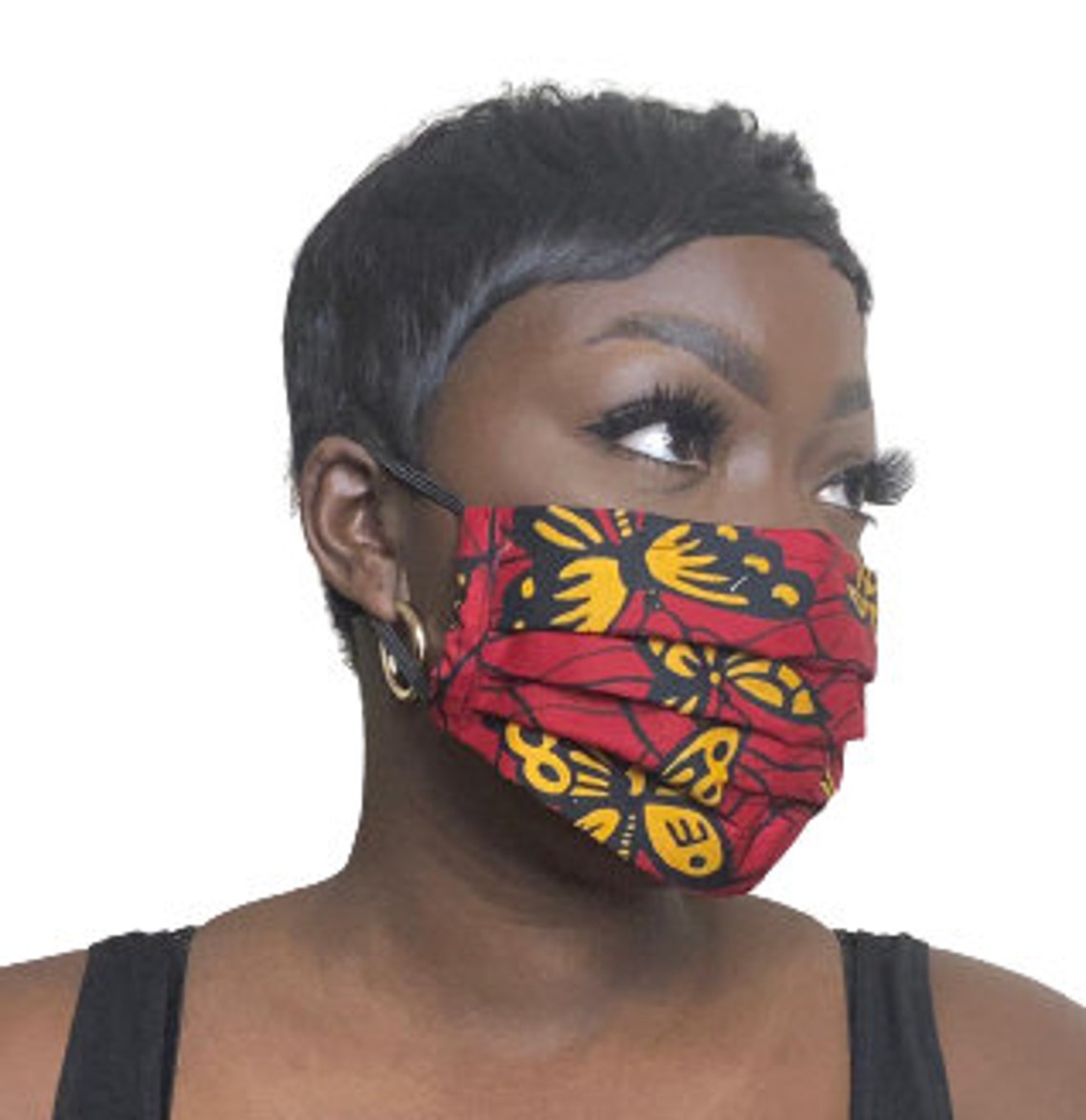 African Print Face Mask 3 Layers Pleated Ankara Face Mask | Etsy
