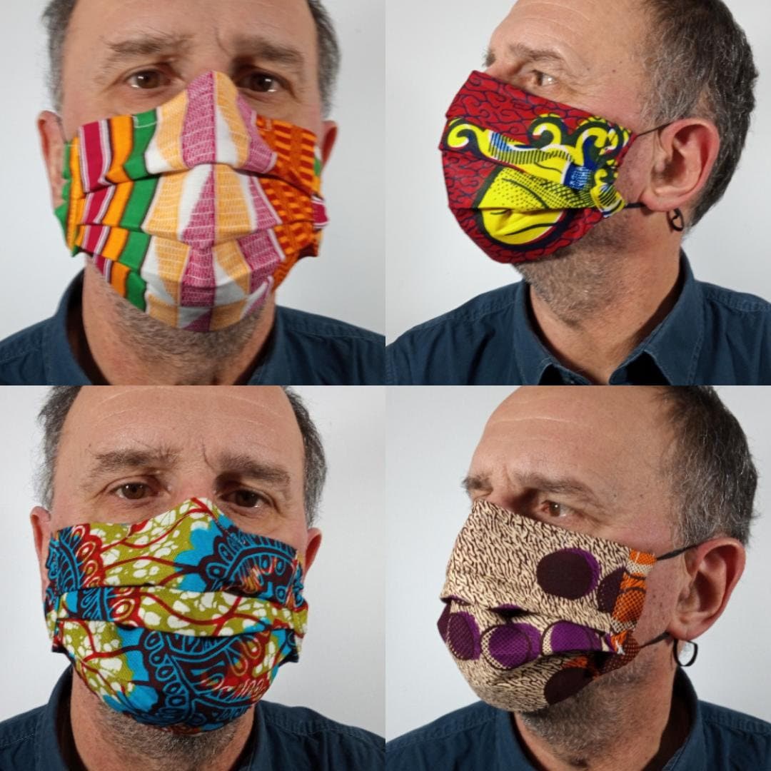 African Print Face Mask 3 Layers Pleated Ankara Face Mask - Etsy UK