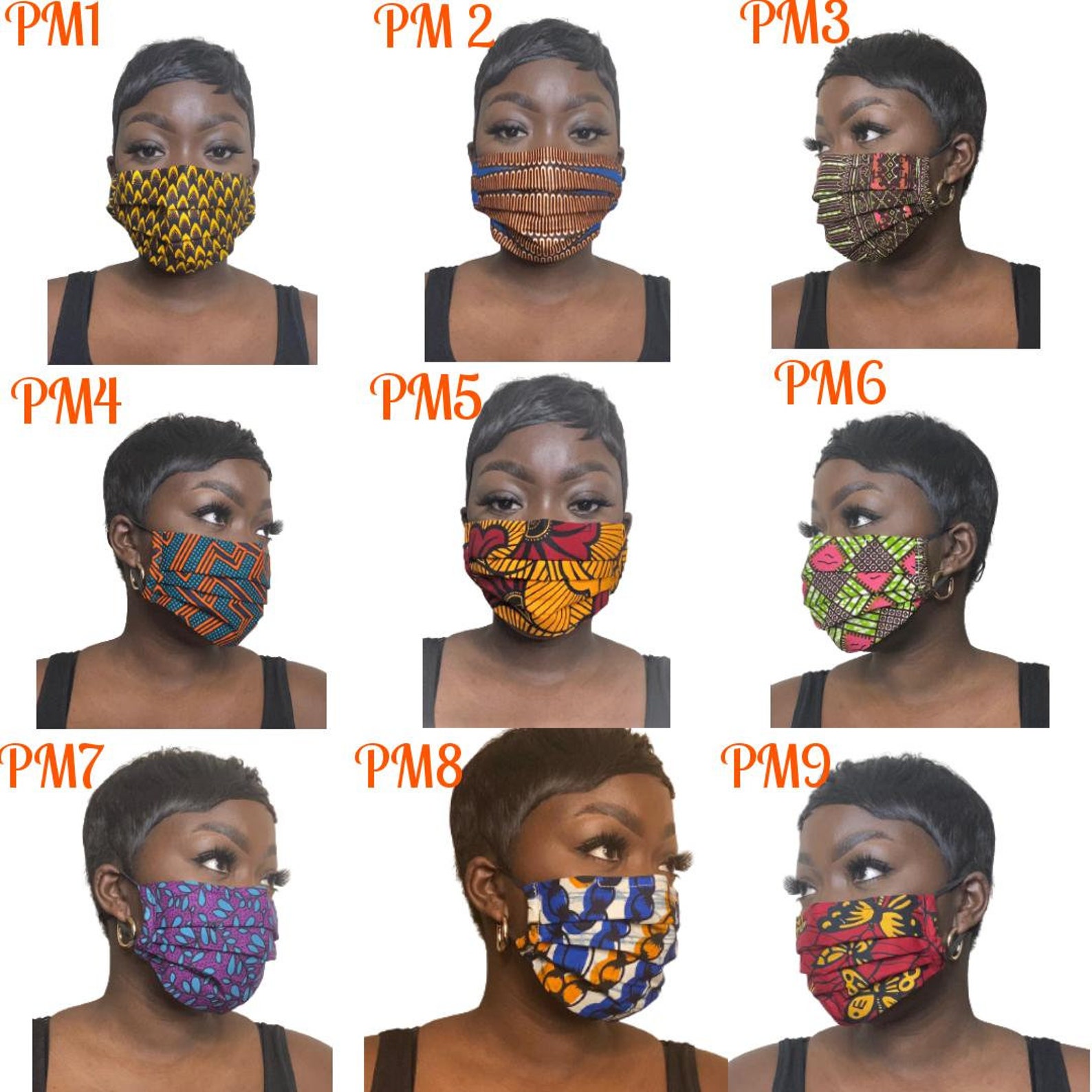African Print Face Mask 3 Layers Pleated Ankara Face Mask | Etsy