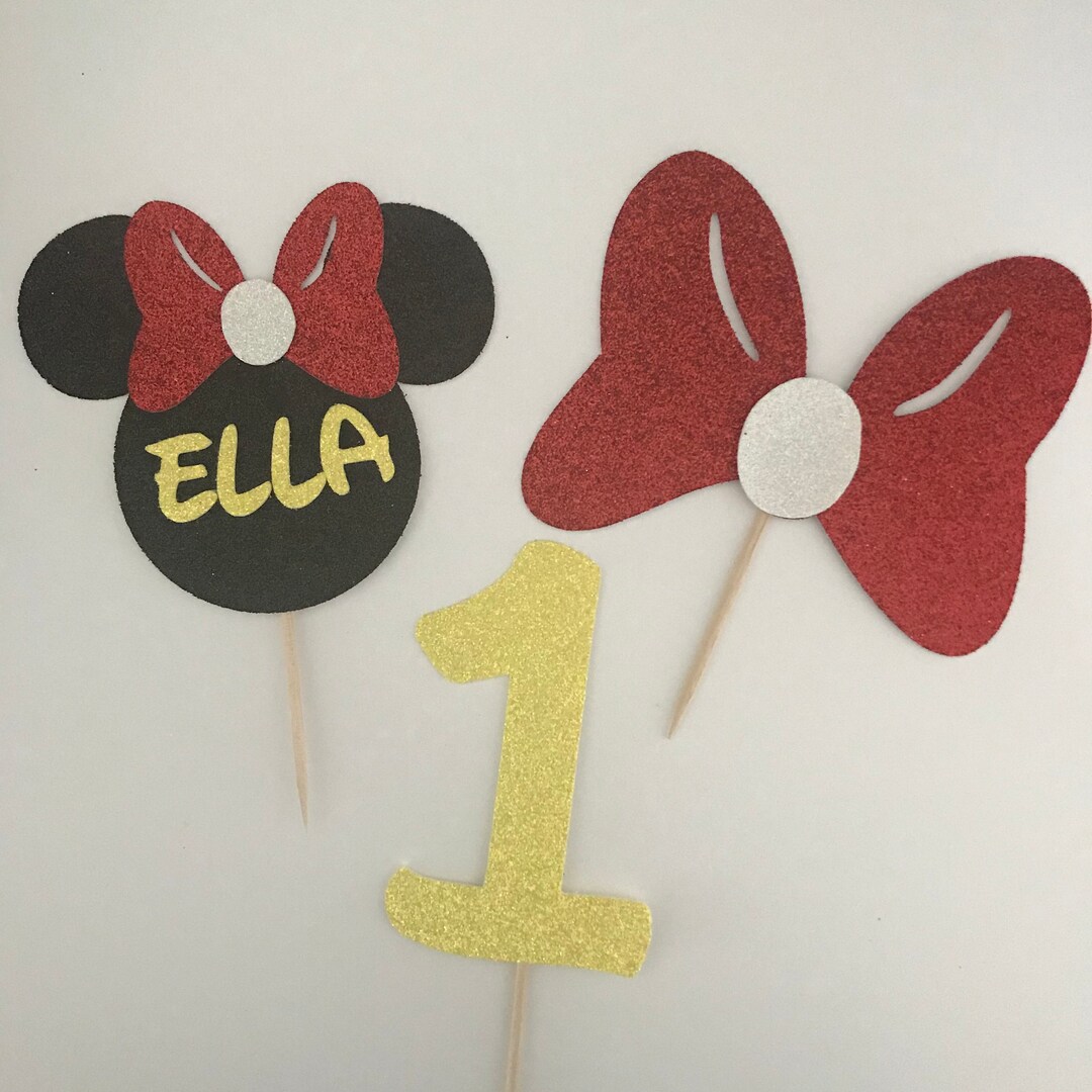 Minnie Mouse Birthday Cupcake Toppers, 1st Birthday Cupcake Toppers ...