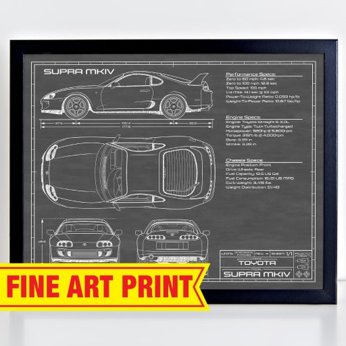 Toyota Supra MK4 Twin Turbo Blueprint Poster - Etsy UK