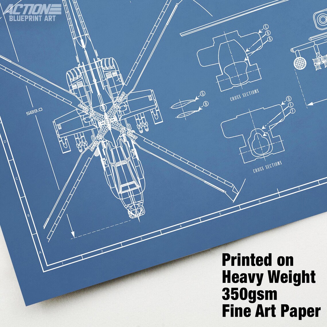 AH-64 Apache Military Helicopter Art Blueprint Poster - Etsy.de
