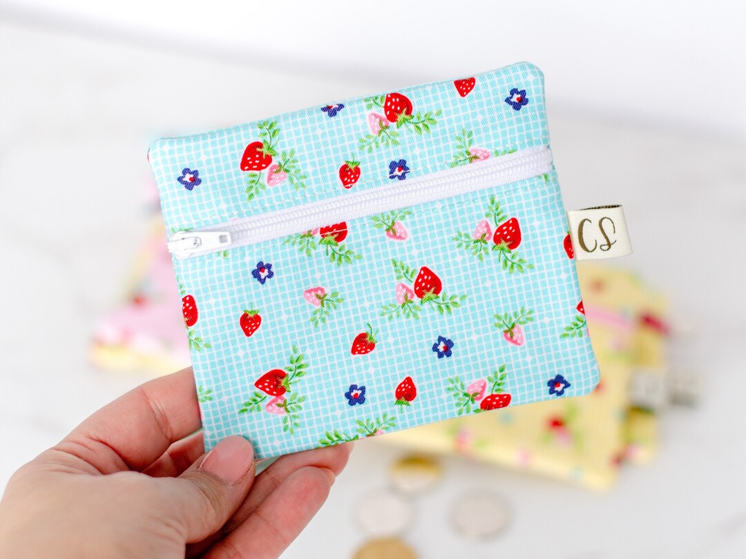 Strawberry Coin Purse Small Change Pouch Little Notions Purse Pink ...