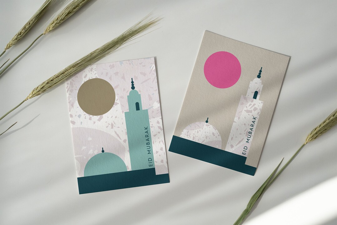 Eid Mubarak Cards Mosque Eid Cards Eid Greeting Cards Modern Eid Cards ...