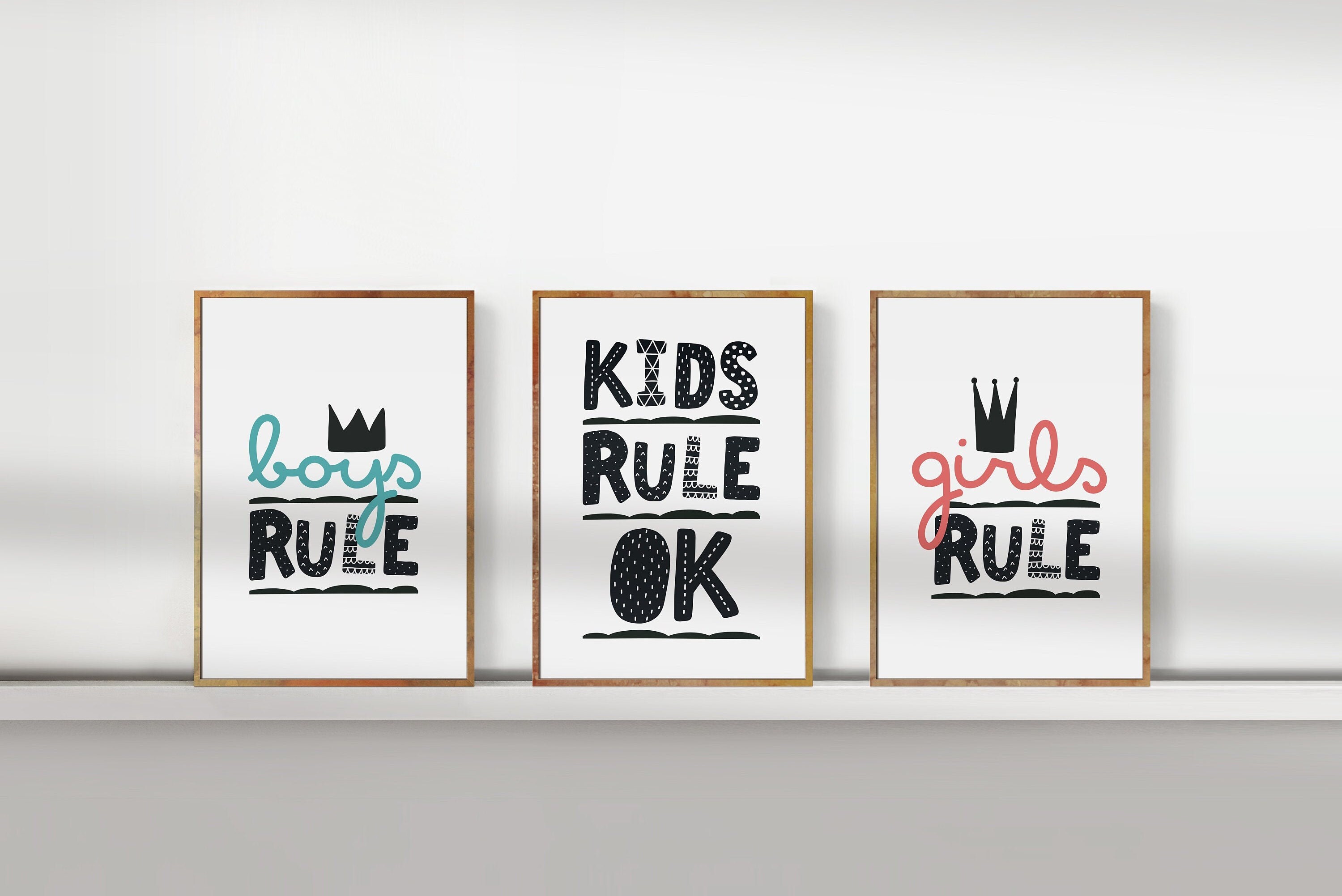 Kids Rule OK Print | Fun Typography | Scandinavian | Black and White ...