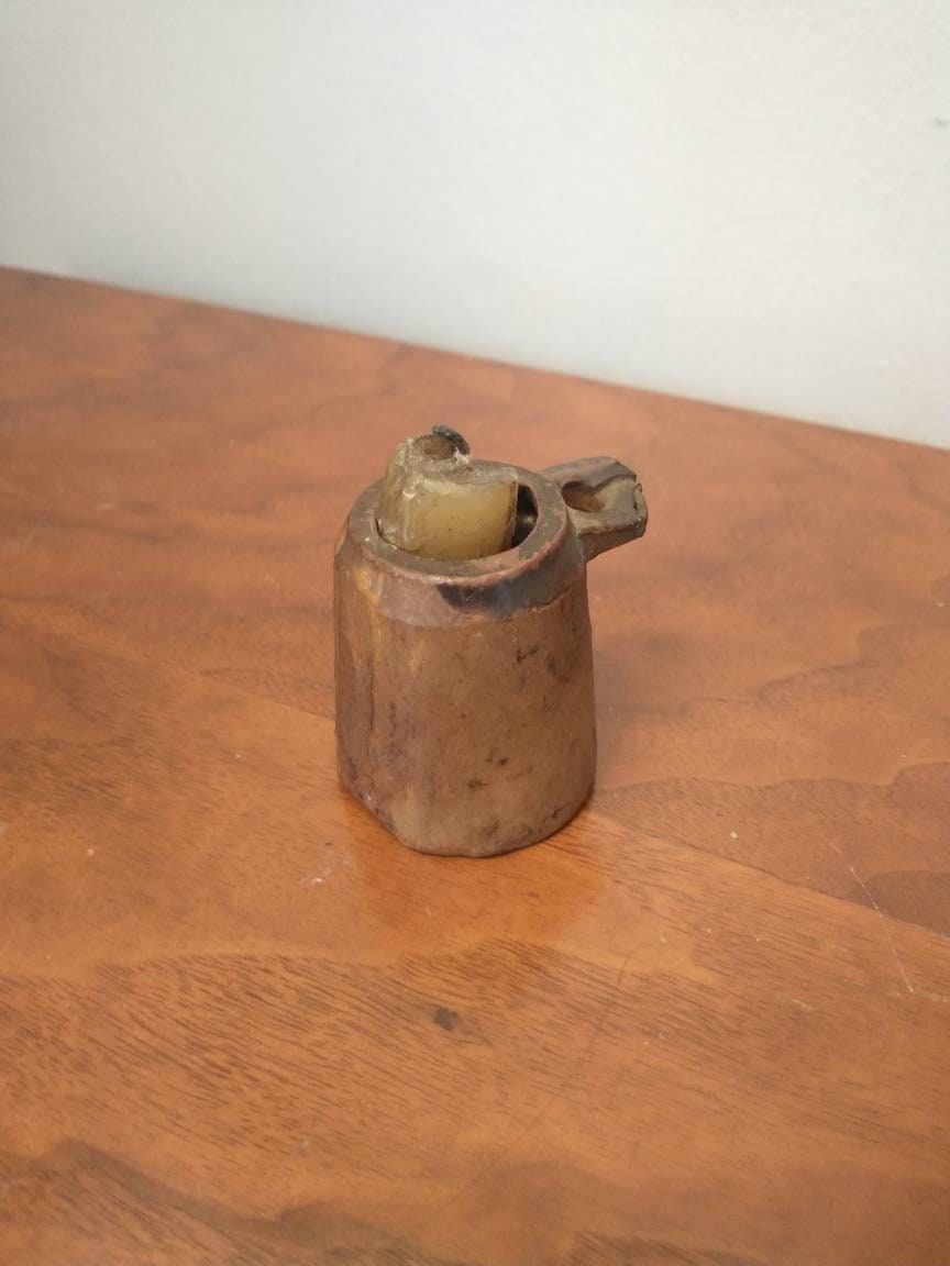 Antique Miners ceramic clay candle holder/ Primitive Miners candle ...