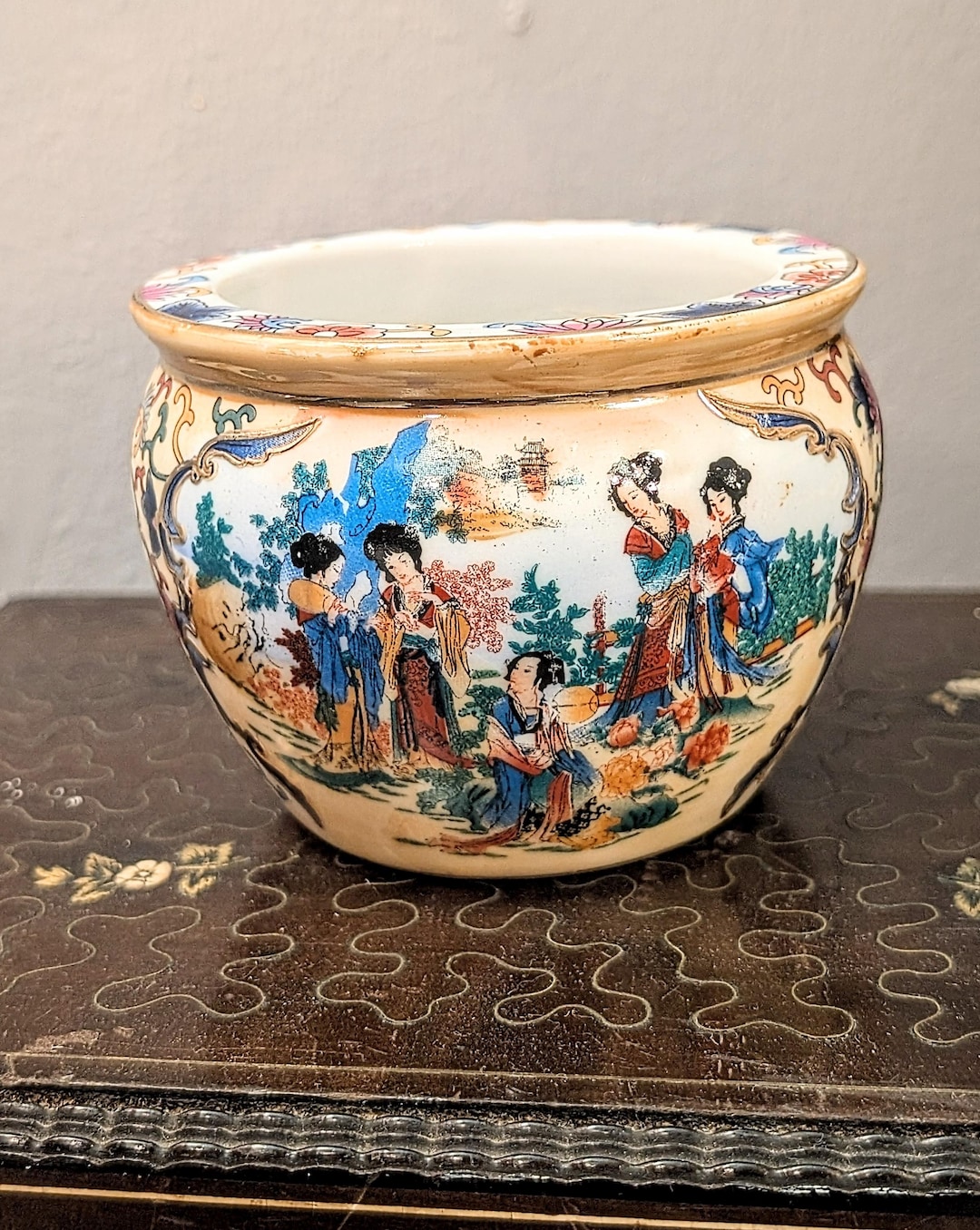 Chinese Geisha Satsuma Ware Fish Bowl Planter - Etsy