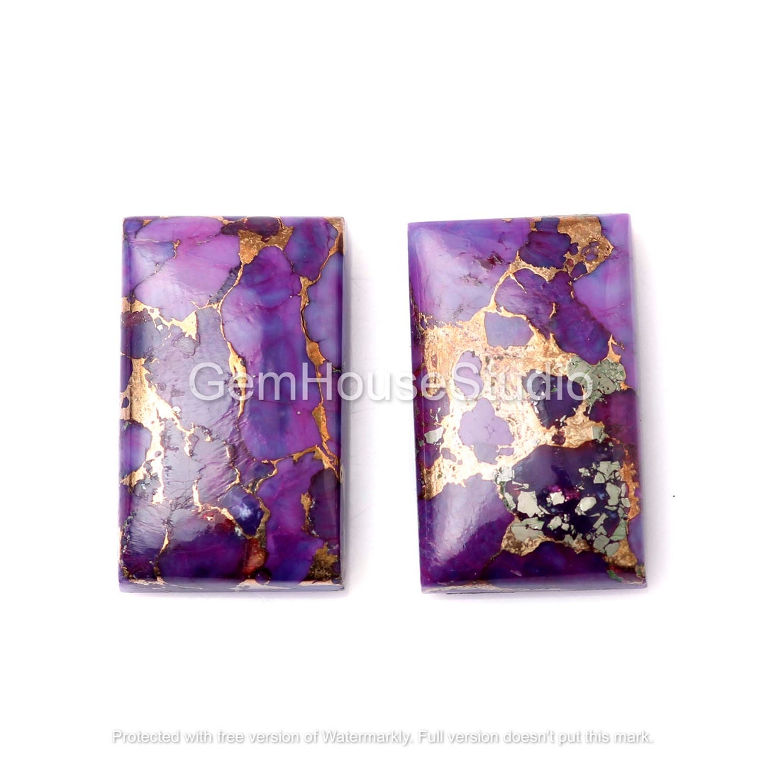 Purple Copper Turquoise Rectangle Shape Cabochons Gemstone, 12x20mm ...