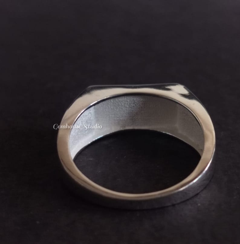 925 Sterling Solid Silver 7x14mm Rectangle Shape Men's Ring, Good for ...