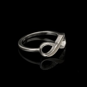 925 Sterling Solid Silver, Infinity Blank Channel Ring With Zircon ...