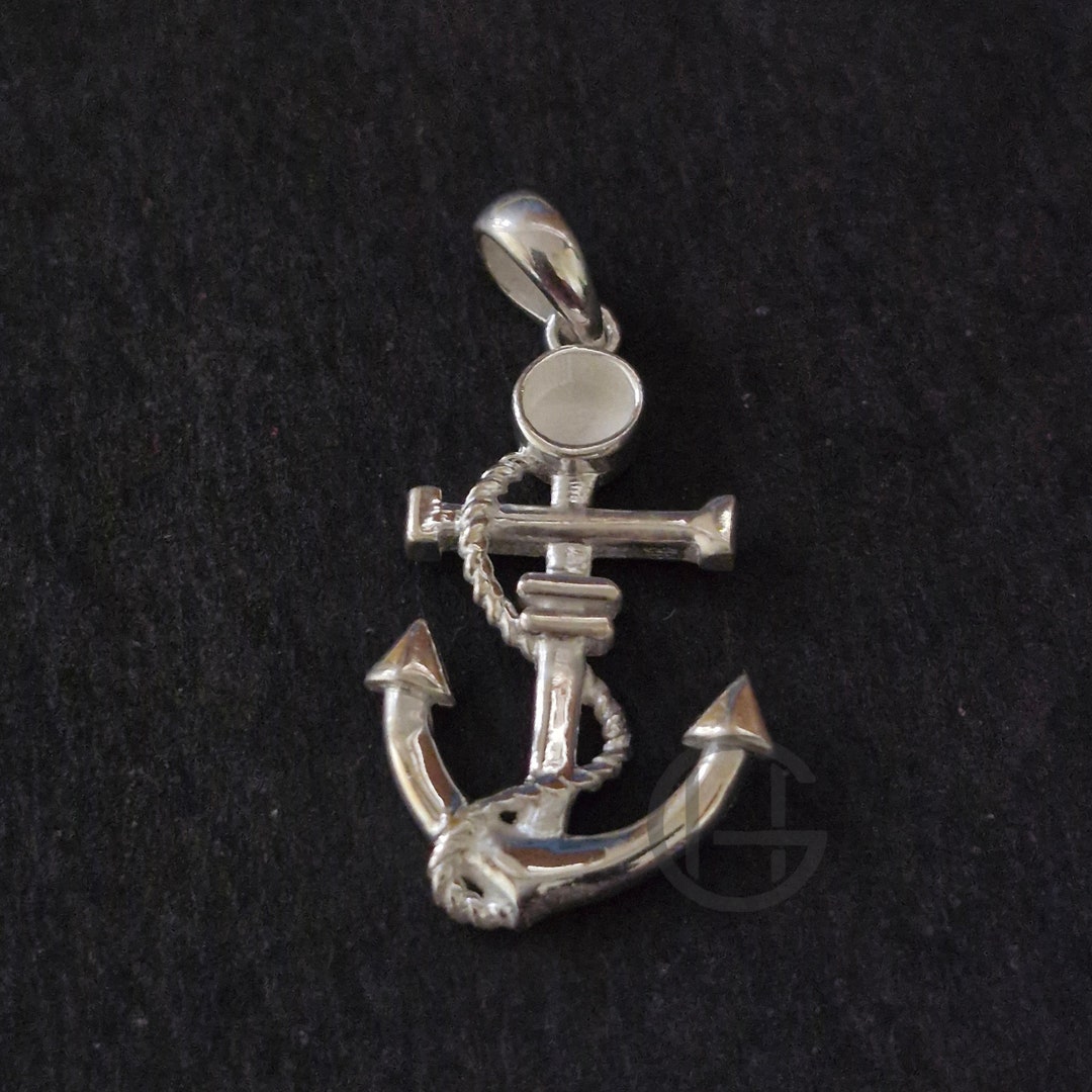 Sterling Silver Anchor Pendant: 4mm Round Bezel, Resin/keepsake DIY - Etsy